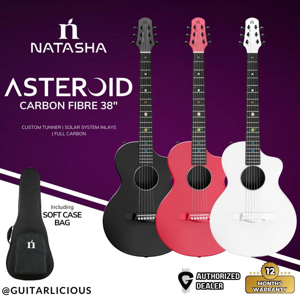 กีต้าร์โปร่ง Natasha Asteroid Carbon Fibre 38" พร้อมกระเป๋า | Shopee ...