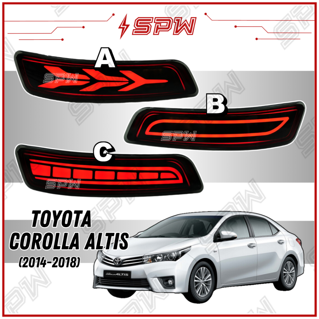 Toyota Corolla Altis (2014-2018) Reflector ด้านหลังกันชน LED Dynamic ...