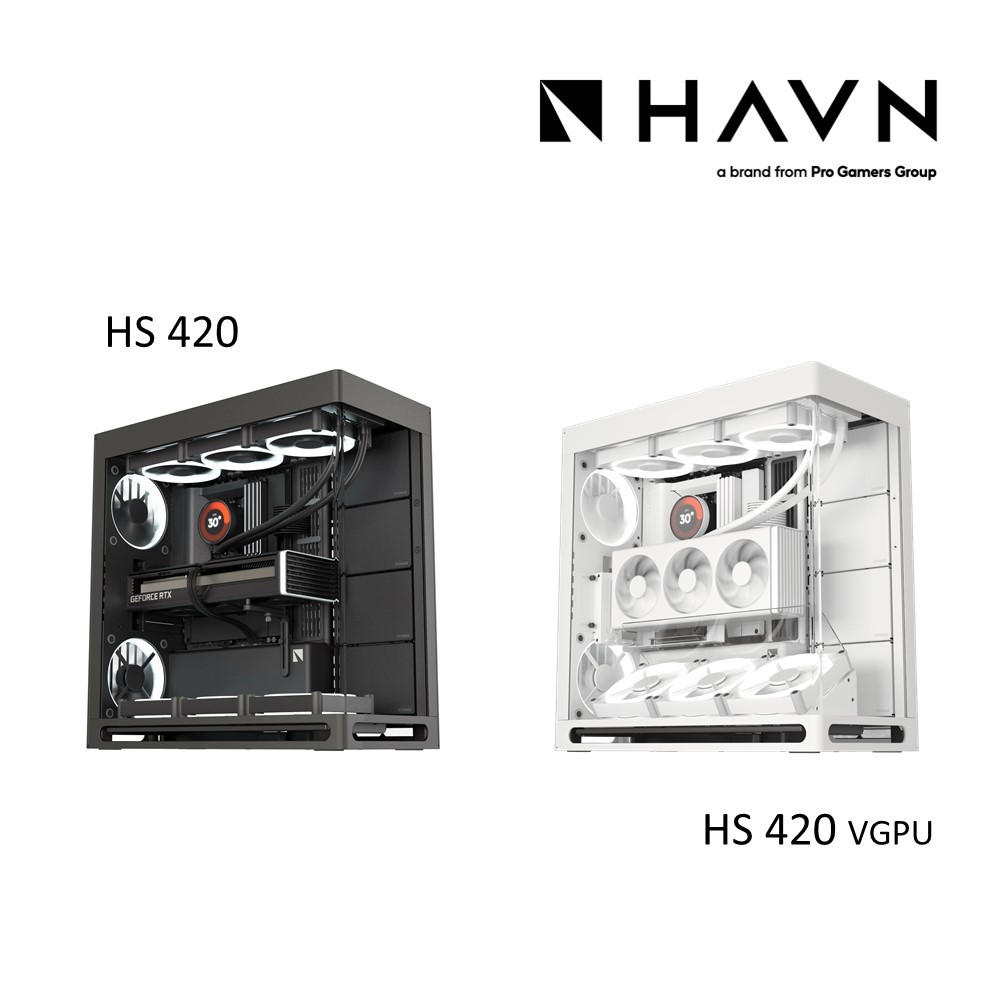 Havn HS 420 VGPU/ BASE DUAL CHAMBER MID-TOWER ATX PC CASE (สีดํา/สีขาว ...