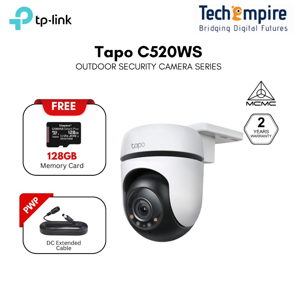 [ฟรี 128gb MEMORY CARD] กล้องวงจรปิด TP-LINK TAPO C520WS Outdoor Pan ...