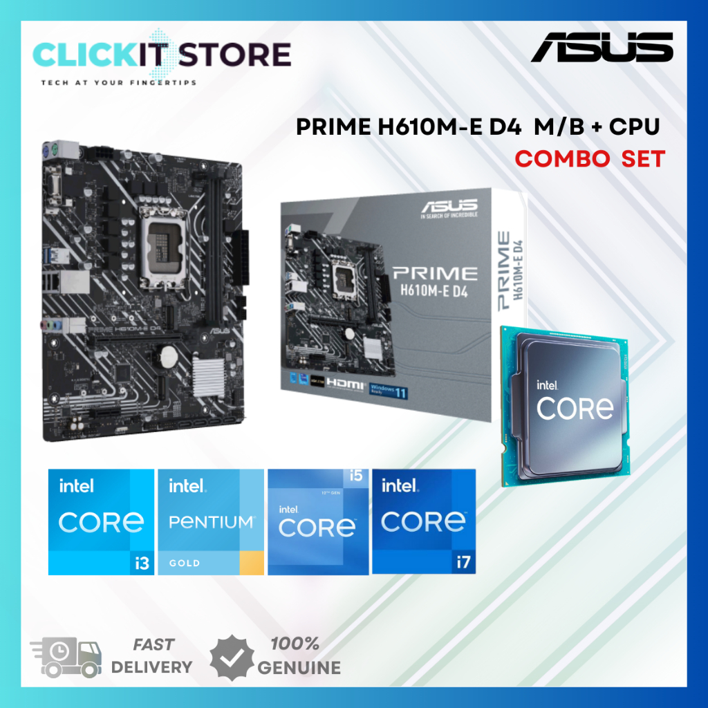 [COMBO] เมนบอร์ด ASUS PRIME H610M-E D4 + CPU Intel | Shopee Thailand
