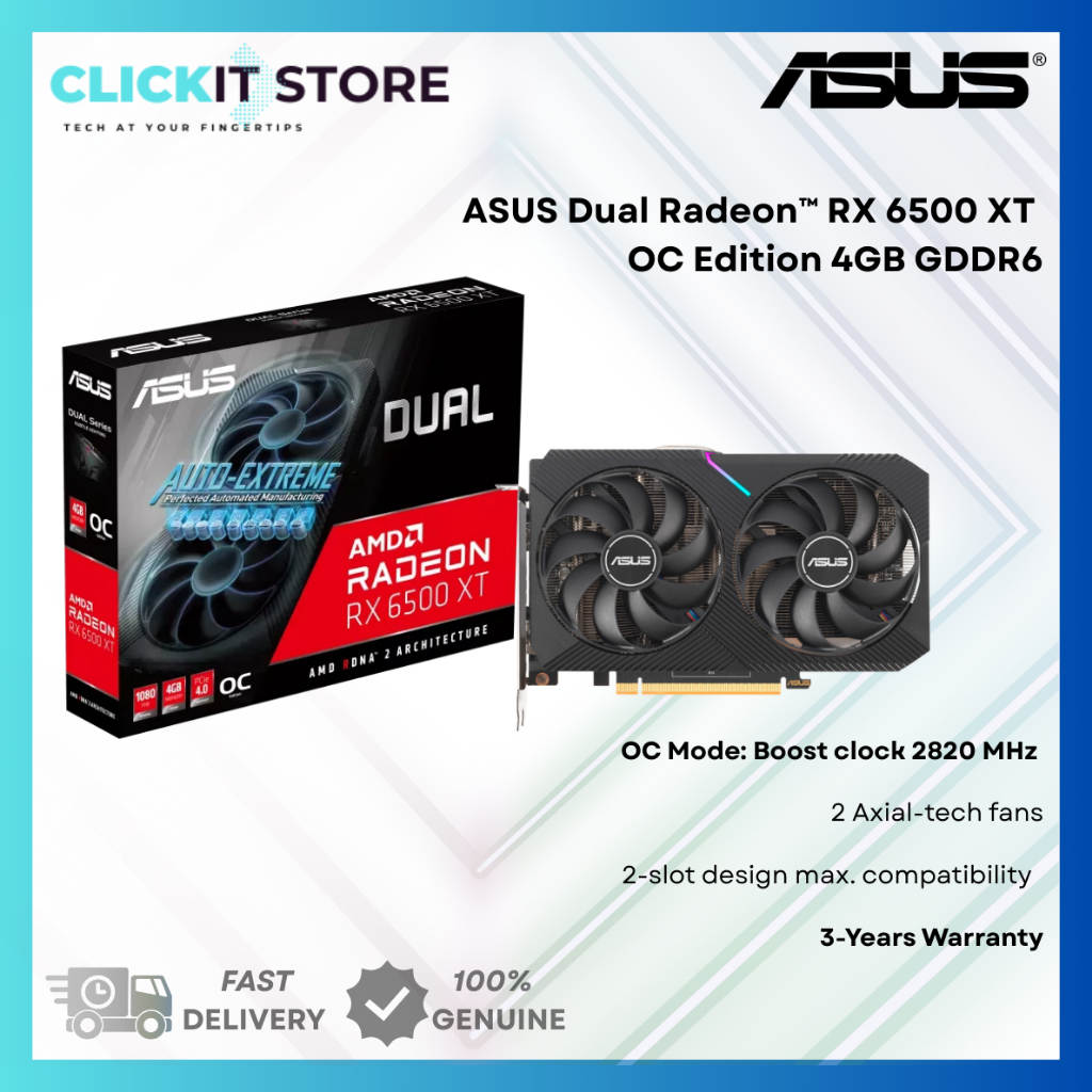 ASUS Dual RadeonTM RX 6500 XT OC Edition 4GB GDDR6 DUAL-RX6500XT-O4G | Shopee Thailand