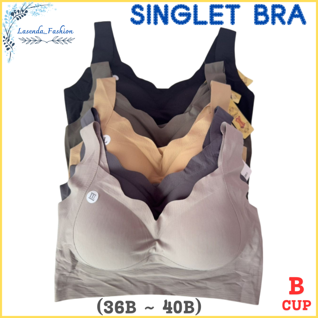 เสื้อกล้าม Bra Seamless Bra B cup 36B ~ 40B Sleeping Bra Soft Breathable Genie Bra บราสายเดี่ยว背 ...