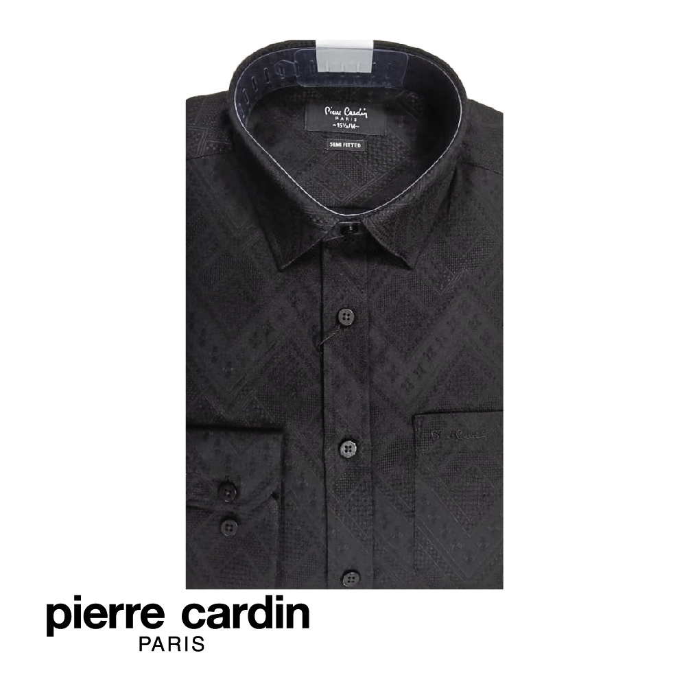 Pierre Cardin Mens Long Sleeve Jacquard Shirt With Pocket (กึ่งติดตั้ง ...