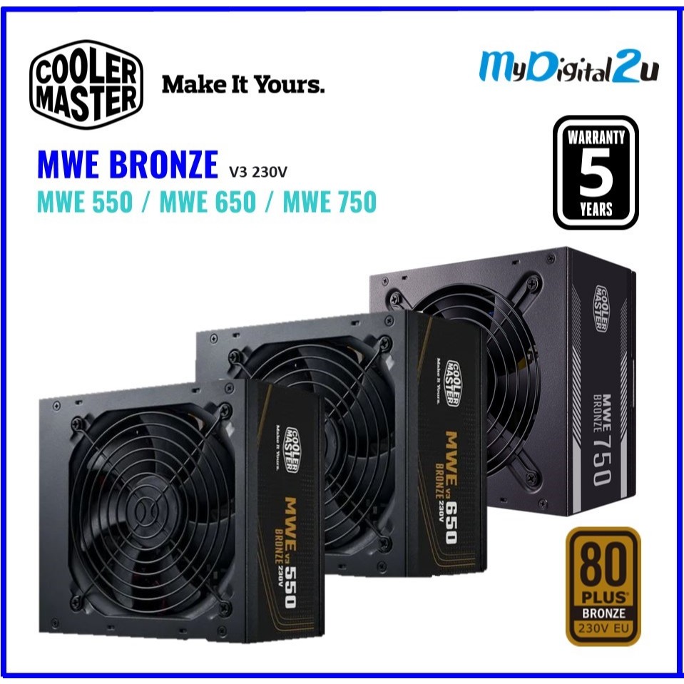 Cooler MASTER MPE 80PLUS BRONZE 550w/650w/750w ATX POWER SUPPLY UNIT | Shopee Thailand