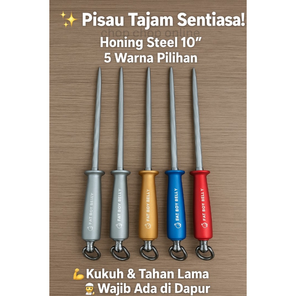 Fat Boy Belly 10" Honing Steel Rod Batang Asah Pisau Keluli Jerman ...