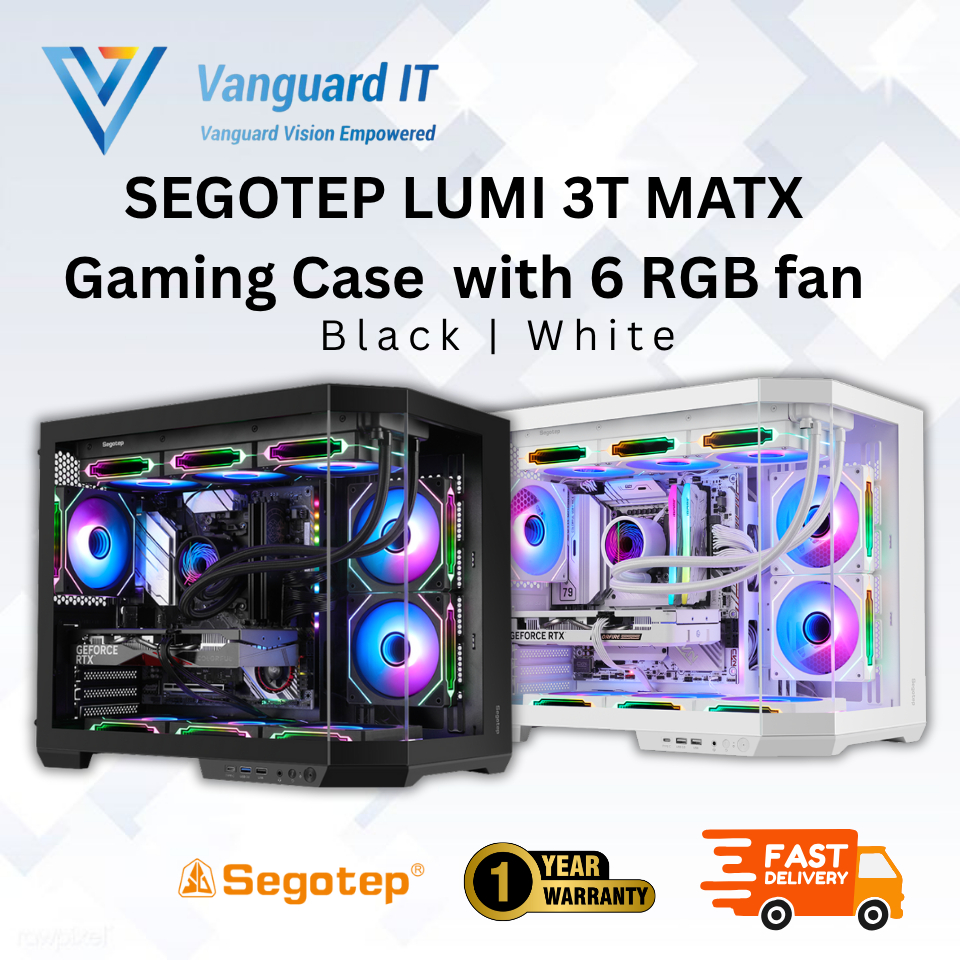 SEGOTEP LUMI 3T M-ATX GAMING DESKTOP PC CASE CASING พร้อมพัดลม ARGB 6 ...