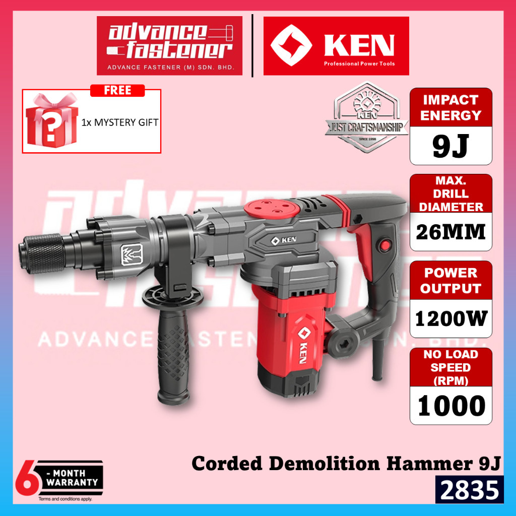 KEN 2835 ค้อนรื้อถอนแบบมีสาย 9J 1200W เบรกเกอร์ไฟฟ้า | Shopee Thailand