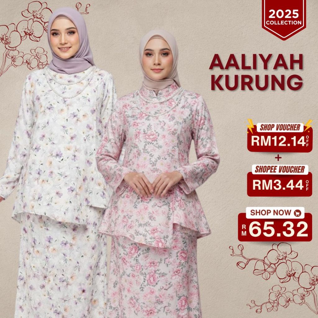 Zoe Arisah Aaliyah Kurung Moden พิมพ์ออกแบบผู้หญิง Muslimah ดอกไม้ Baju Kurung Moden Premium Zoe ...