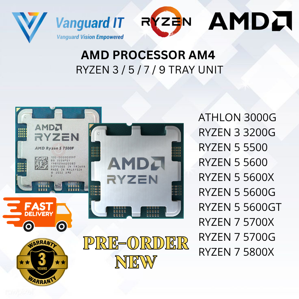 AMD RYZEN AM4 PROCESSOR ยี่ห้อใหม่ TRAY หน่วยการรับประกัน 3 ปี RYZEN 3 ...