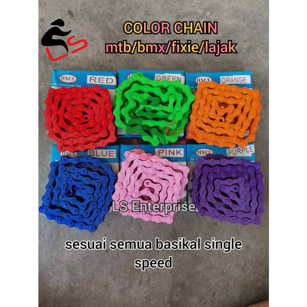 โซ่สีจักรยาน Fixie BMX Single Speed Rantai Warna Basikal Color Chain ...