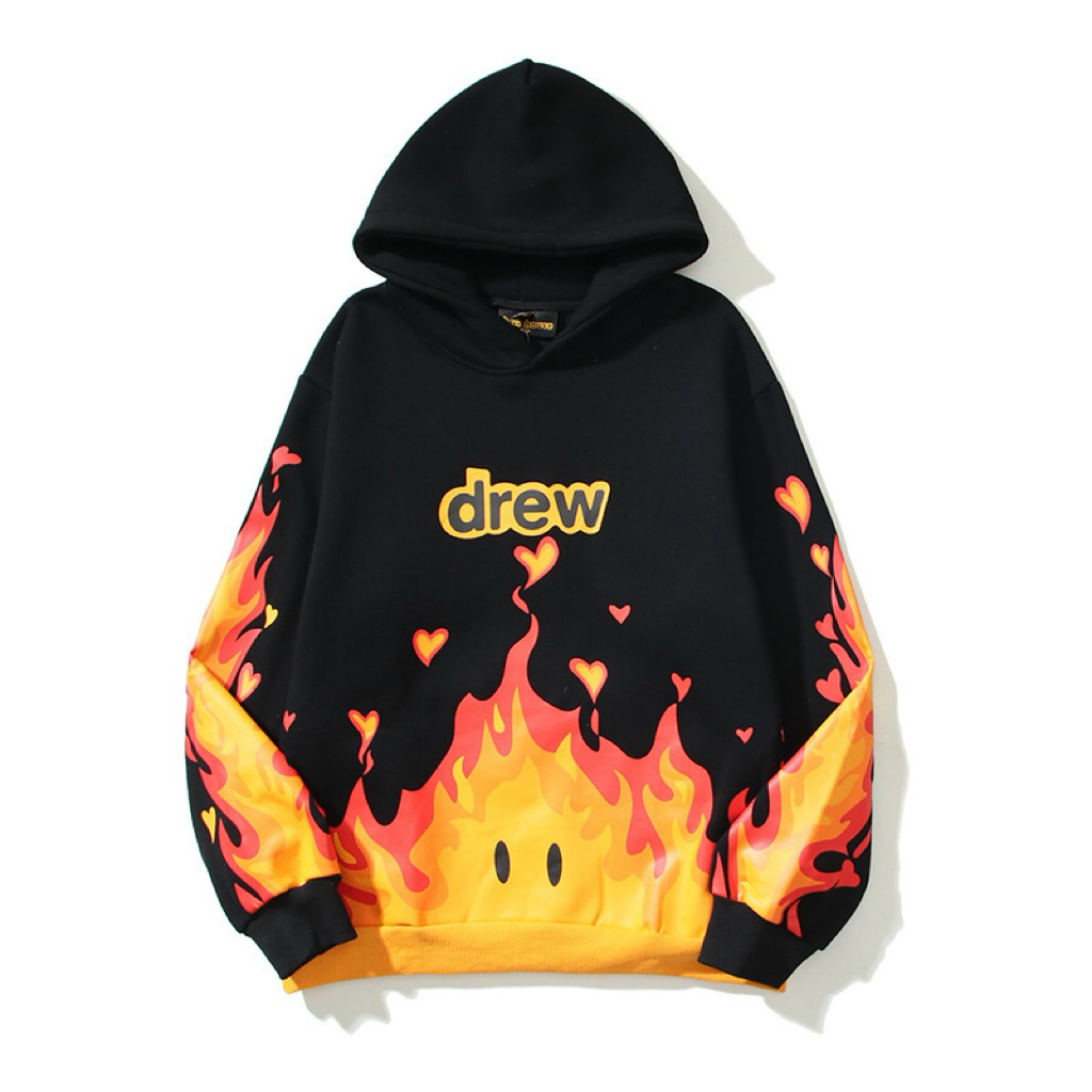 ใหม่ Drew House Fire Hoodies Unisex Cotton Hoodie Street Style | Shopee ...
