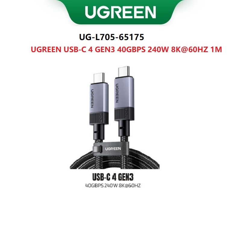 UGREEN UG-L705-65175 USB-C 4 GEN3 40GBPS 240W 8K@60HZ 1M | Shopee Thailand