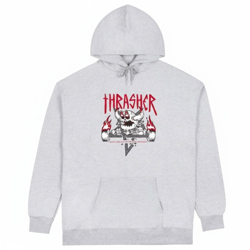 Thrasher x Toy Machine Monster Gram Heather เสื้อฮู้ดสีเทา | Shopee ...