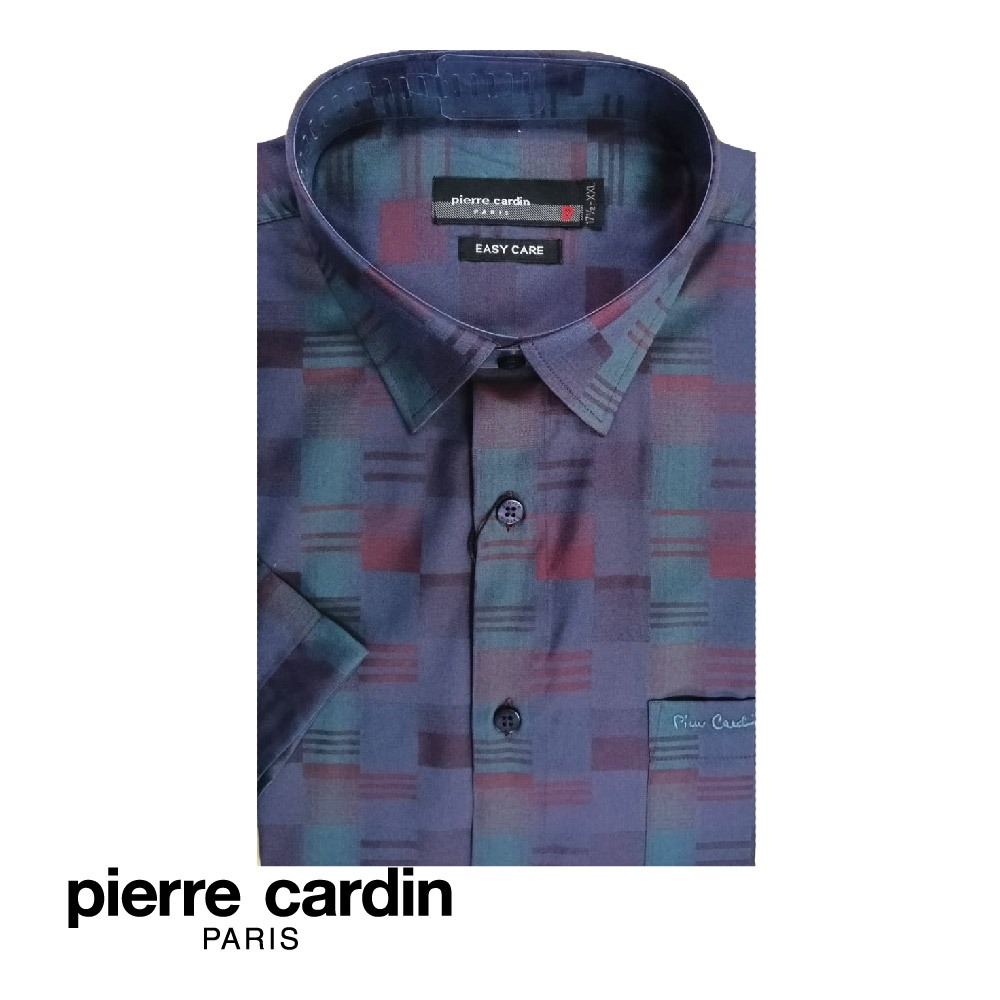 Pierre Cardin Mens Short Sleeve Modal Check Shirt With Pocket (Semi ...
