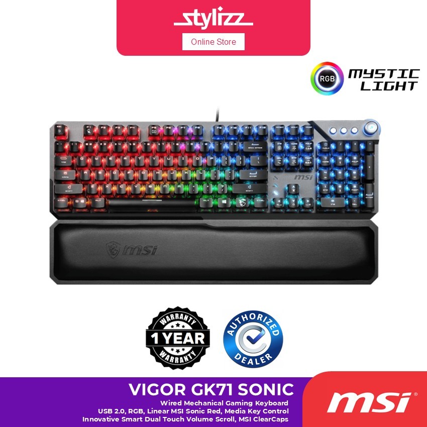 MSI VIGOR GK71 SONIC WIRED MECHANICAL GAMING KEYBOARD - LINEAR MSI ...