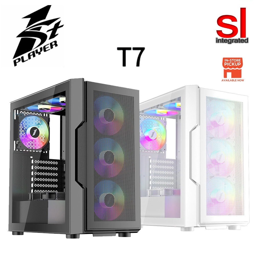 1STPLAYER T7-P M-ATX Tempered Glass Gaming Case (สีดํา/ขาว)(พร้อมพัดลม 4 ตัว) | Shopee Thailand