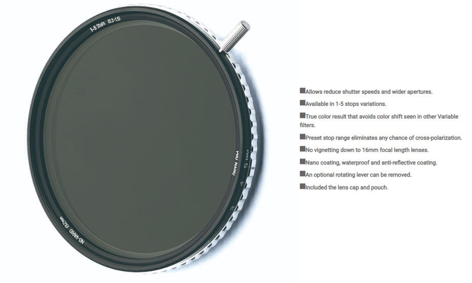 NiSi PRO Nano True Color 1-5 Stop ND-VARIO Colour Variable ND Filter ...