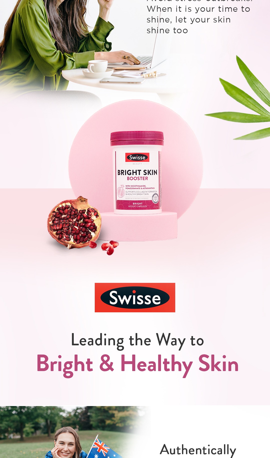 Swisse Beauty Bright Skin Booster บูสเตอร์ผิวใส ขาว ดูอ่อนเยาว์ 60 ซอ ...