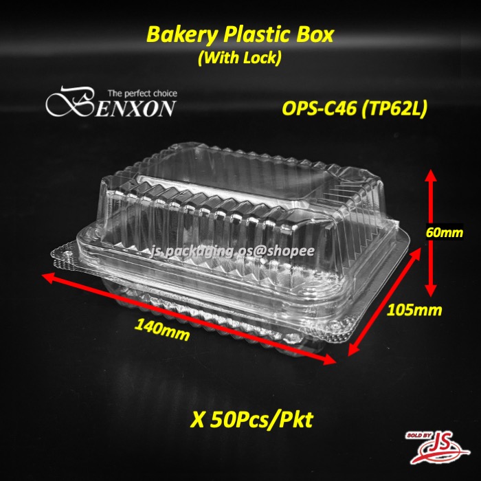 Benxon บรรจุภัณฑ์แบบใช้แล้วทิ้งเบเกอรี่กล่องอาหารถาดพลาสติก OPS-C46 x50 ...