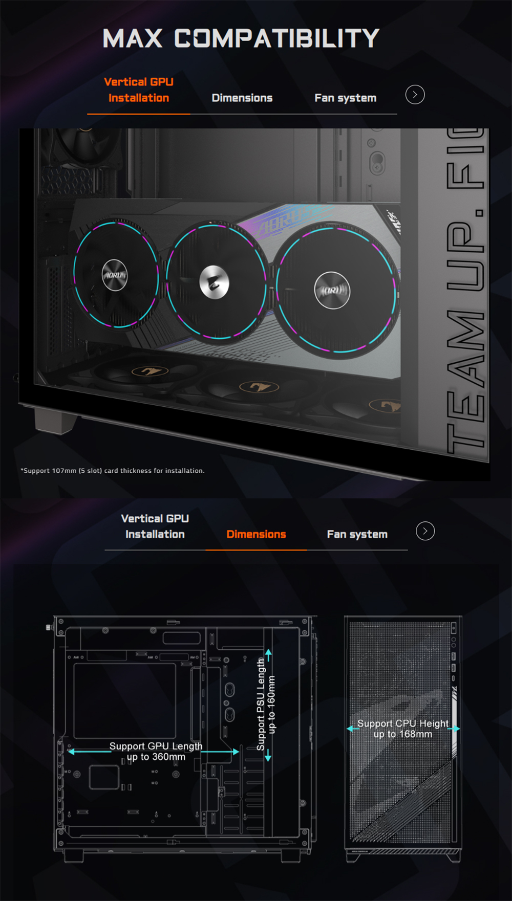Gigabyte AORUS C400 แก้ว Mid Tower PC กรณี RGB กระจกนิรภัยแผงด้านข้าง ...