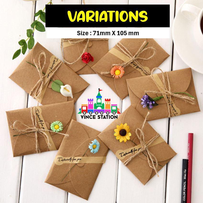 Kad Bunga Kering Kertas Perang DIY Retro กระดาษสีน้ําตาลดอกไม้แห้งการ์ด ...