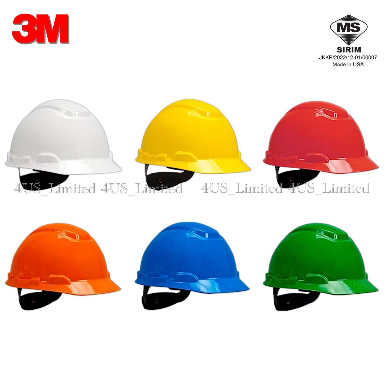 3m H-701SFR-UV 3M หมวกนิรภัยปีกสั้นหมวกแข็ง / ช่วงล่าง 4 จุด DOSH SIIMM ...