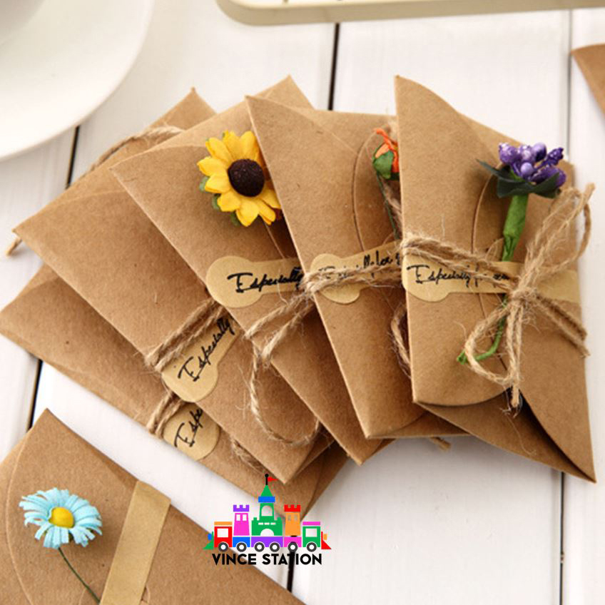 Kad Bunga Kering Kertas Perang DIY Retro กระดาษสีน้ําตาลดอกไม้แห้งการ์ด ...
