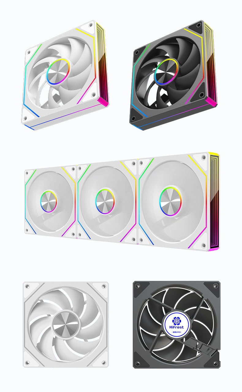 Prism 6 Pro Black / White 5V ARGB 3Pin PWM 12CM Casing Fan Reverse ...
