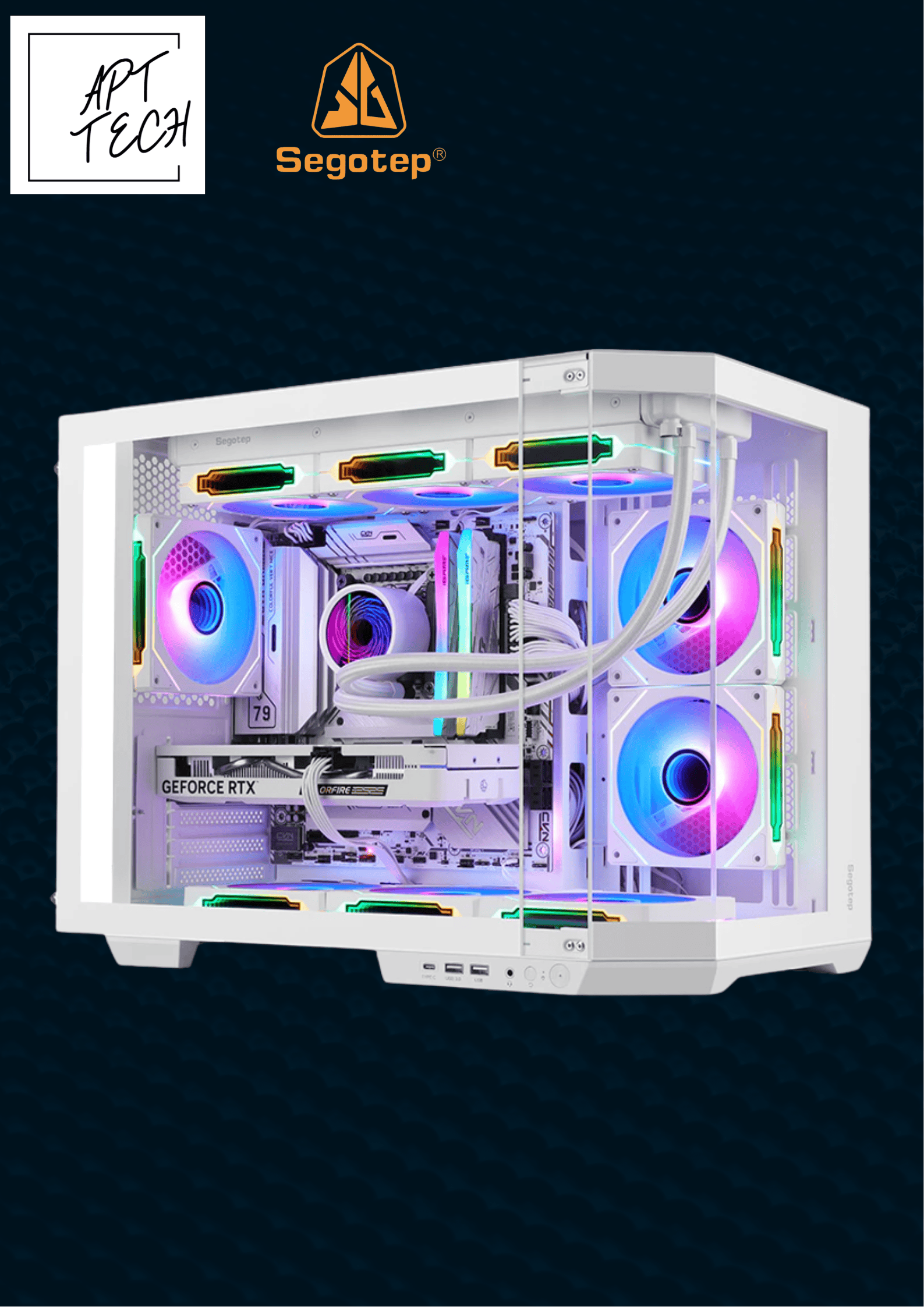 APTTECH SEGOTEP LUMI 3T M-ATX GAMING DESKTOP PC CASE/CASING พร้อมพัดลม ...