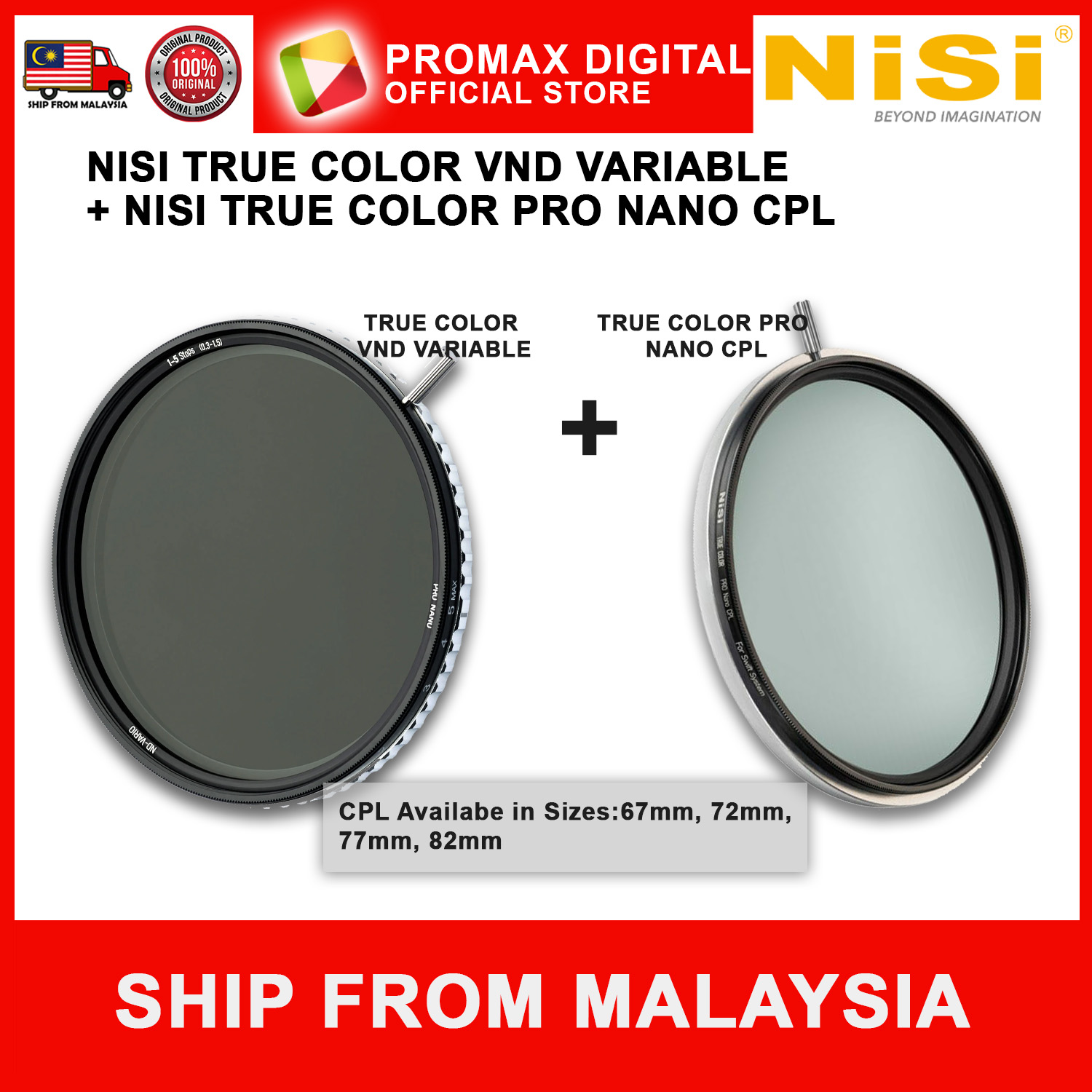 NISI TRUE COLOR VND VARIABLE + สีจริง PRO NANO CPL SET | Shopee Thailand
