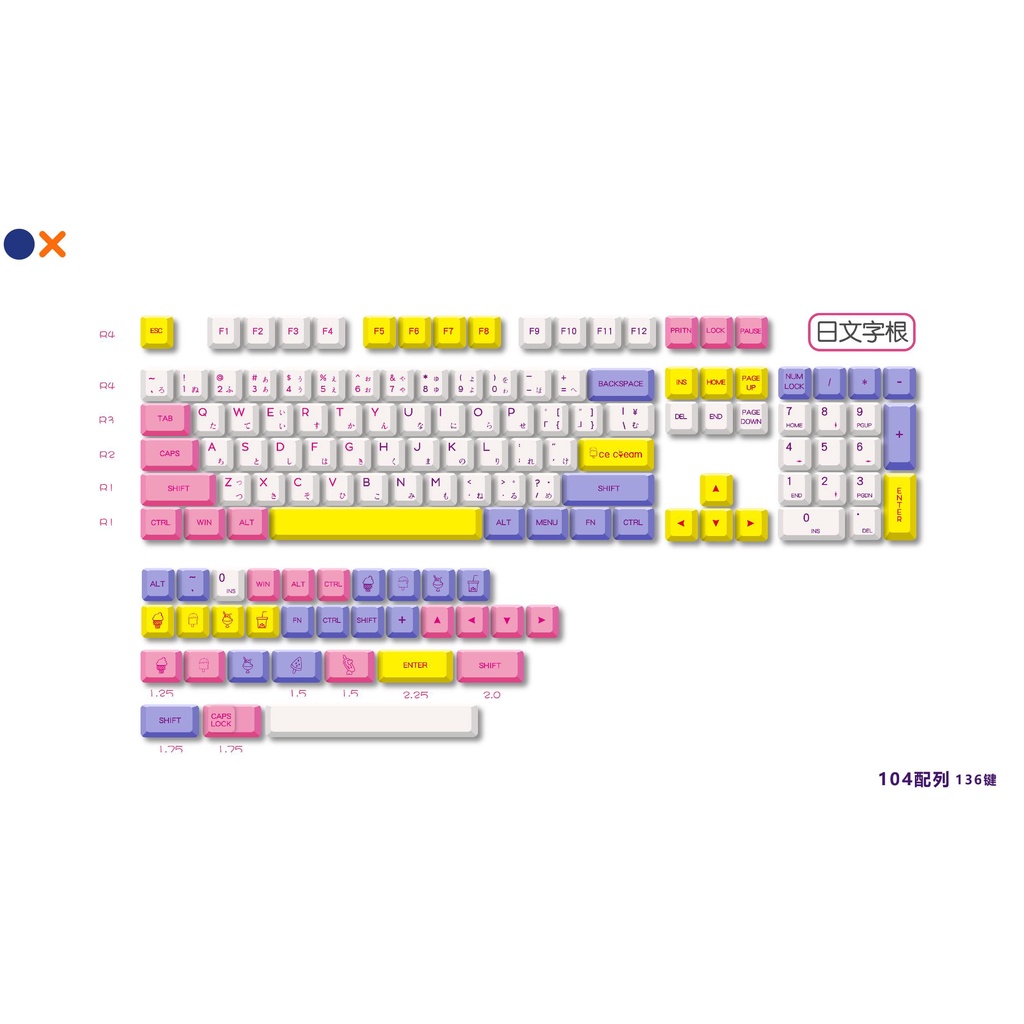 PBT คีย์บอร์ดแบบกลไก XDA/MDA/Cherry Profile สำหรับ Gateron Cherry MX ...