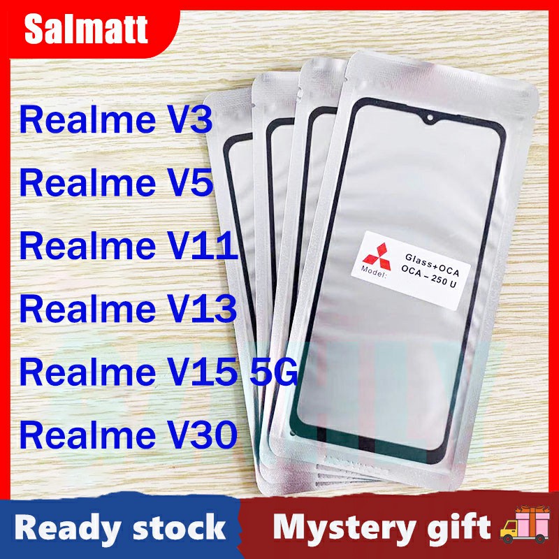 กระจกด้านหน้าด้านนอก พร้อมกาว OCA แบบเปลี่ยน สําหรับ Realme V3 V5 V11 ...