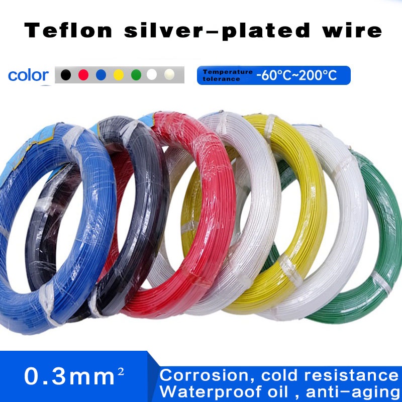 Fep Teflon Silver-Plated Wire ลวดอุณหภูมิสูง 0.3mm2, ลวดเส้นผ่านศูนย์กลางภายนอก 1.14 มม.การ ...