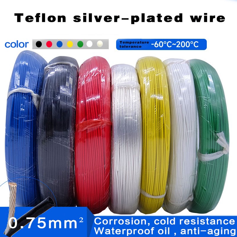 Fep Teflon Silver-Plated Wire High Temperature Wire 0.75mm2, Wire เส้นผ่านศูนย์กลางภายนอก 1.7mm ...