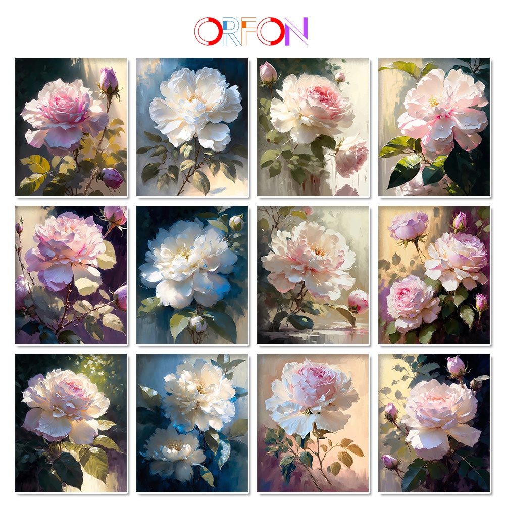 【ORFON】ภาพวาดสีน้ํามัน รูปดอกโบตั๋น ขนาด 40*50 ซม. สําหรับตกแต่งบ้าน DIY | Shopee Thailand