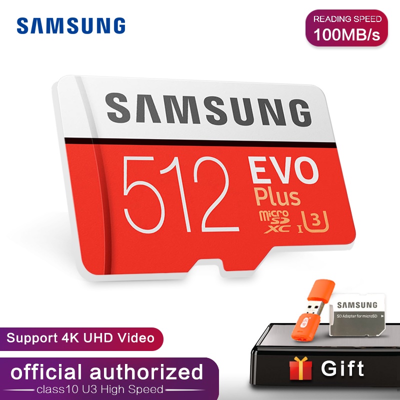 Samsung การ์ดหน่วยความจํา Micro SD 32GB 64GB 128GB 256GB 512G SDHC SDXC เกรด EVO + PLUS Class 10 ...