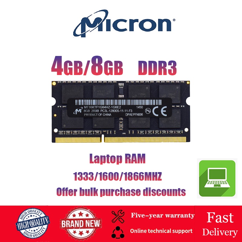 【พร้อมส่ง】หน่วยความจํา Micron 4GB 8GB PC3L-12800 DDR3L 1600 1866 mhz SODIMM | Shopee Thailand