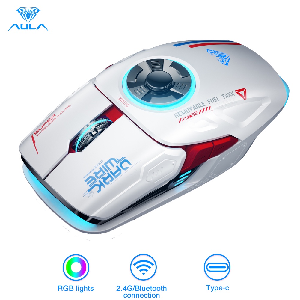 Aula H530 ใหม่ล่าสุด เมาส์เล่นเกมไร้สาย สี่โหมด หมุนได้ RGB | Shopee Thailand