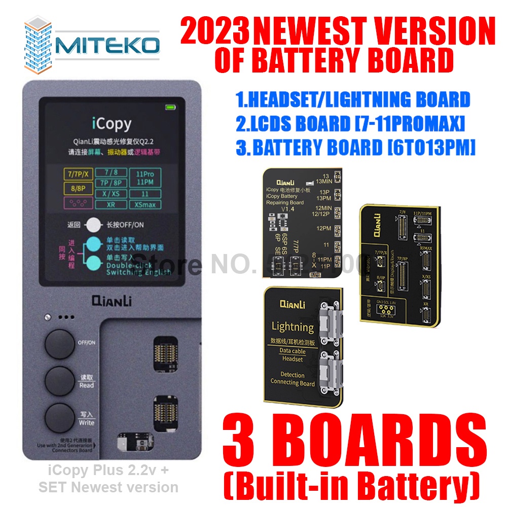 Qianli iCopy Plus 2.2v พร้อมบอร์ดทดสอบแบตเตอรี่ สําหรับโปรแกรมเมอร์ LCD 7 8 8P X XR XS XSMAX ...