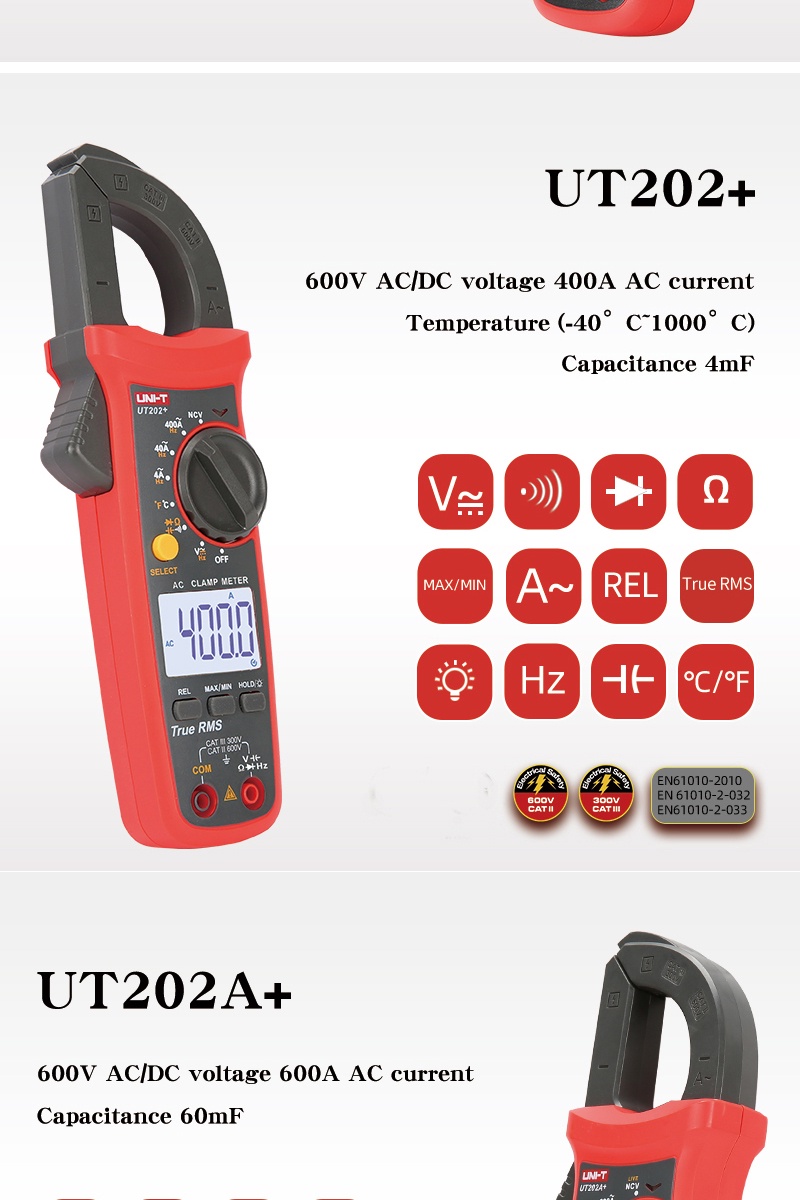 UNI-T Ready StockUNI-T Digital Clamp Meter UT201+/UT202+/UT203+/UT204 ...