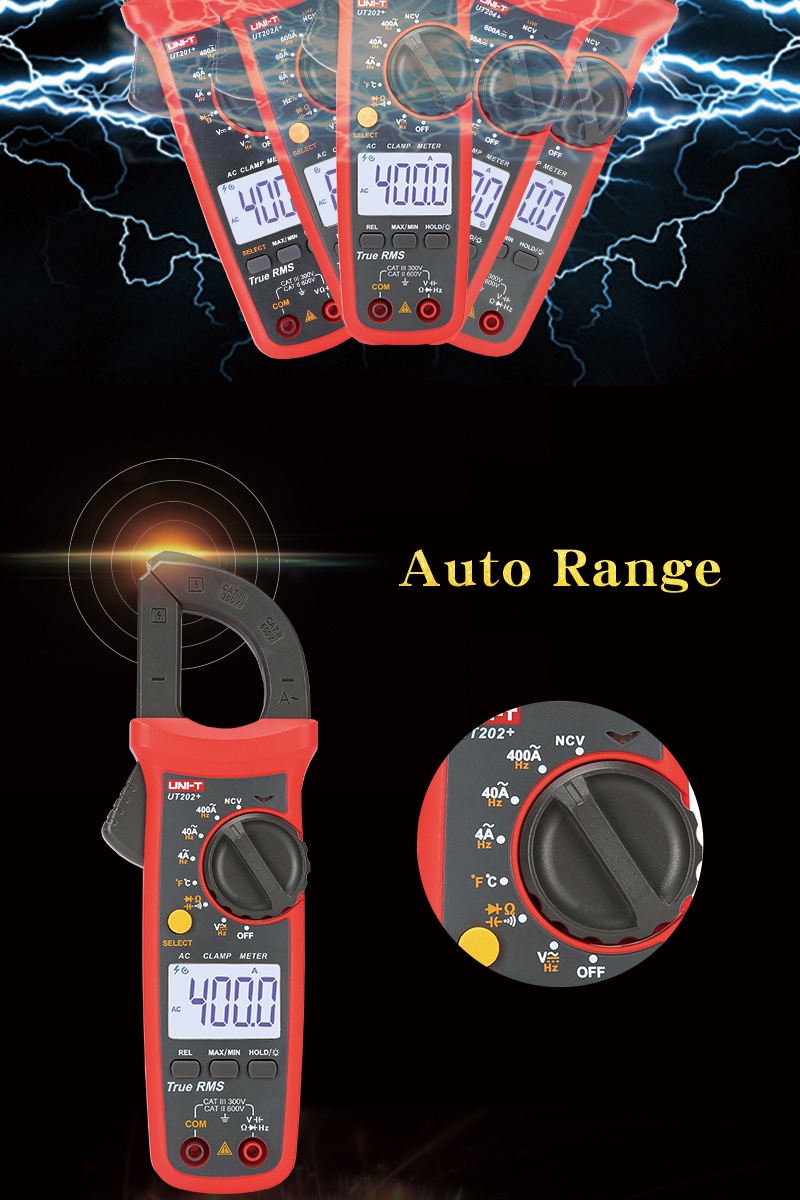 UNI-T Ready StockUNI-T Digital Clamp Meter UT201+/UT202+/UT203+/UT204 Plus DC AC Current Auto ...