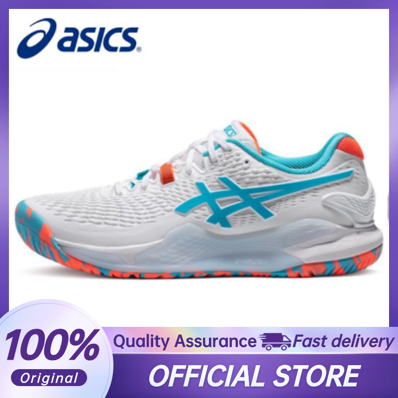 【100%Original】Asics 9 White Blue Red Unisex Low-top Tennis Shoes ...