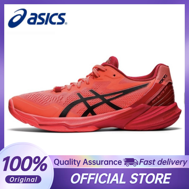【100%Original】Asics Sky Elite FF 2 2 Tokyo Red Black Unisex Low-top Volleyball Shoes Sneakers ...