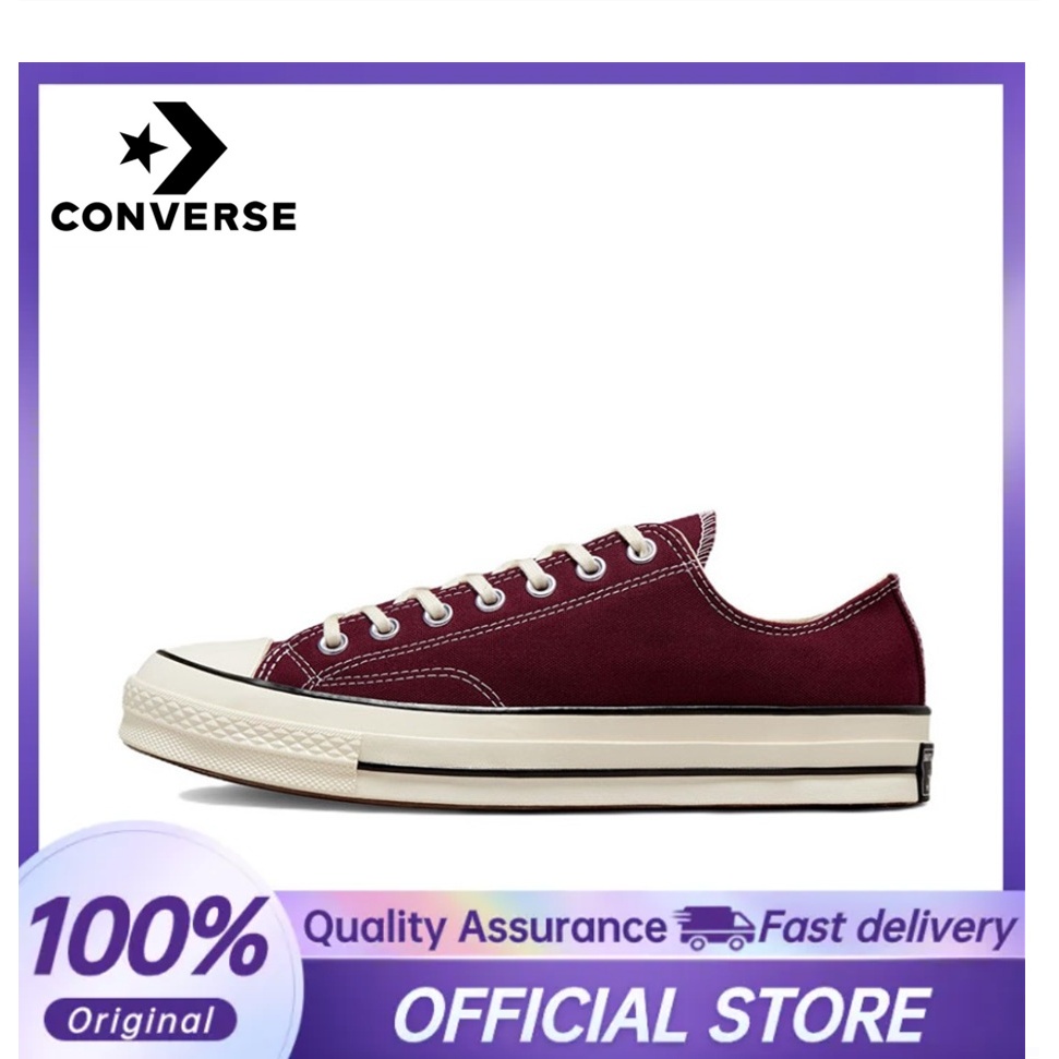 【100%Original】Converse Run Star Trainer Wine Red Canvas Sneakers Unisex ...