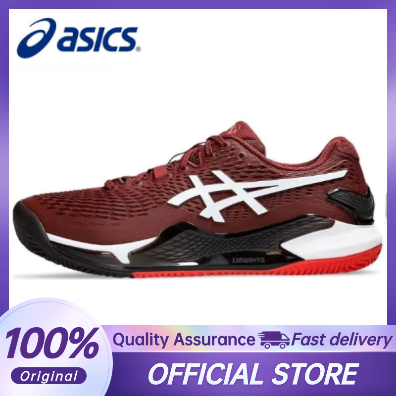【100%Original】Asics Gel-Resolution 9 Red Black Unisex Low-top Tennis ...