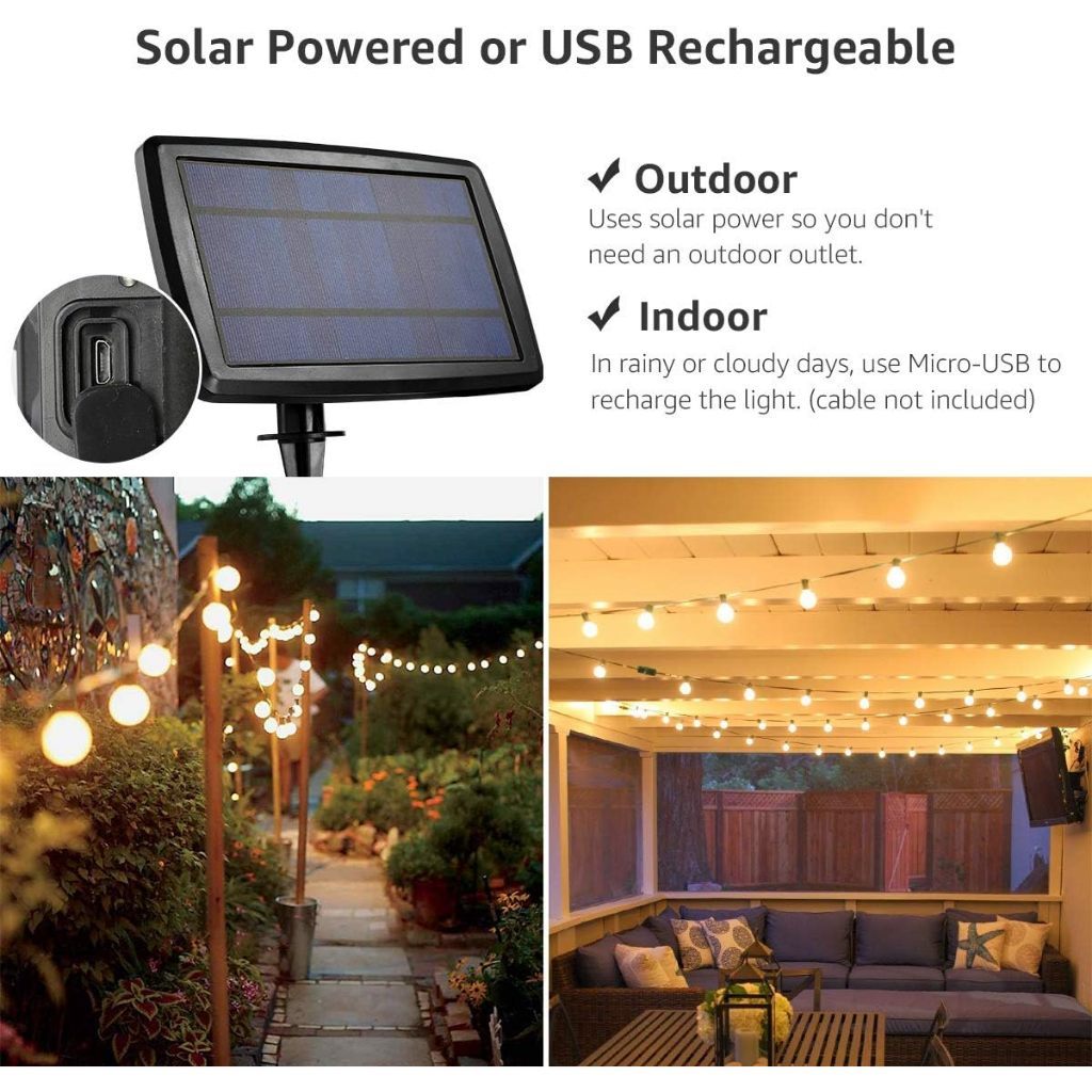 ไฟปิงปอง หลอดไฟ ไฟ Solar lights G40/S14/ST38 outdoor waterproof IP65 2700K-3000K 4.3M/7M/10M/15M ...