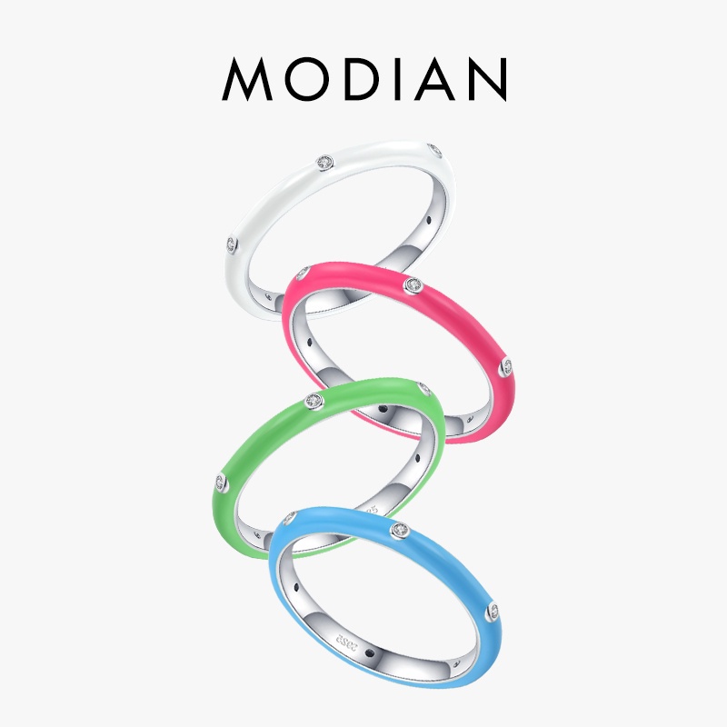Modian แหวนเงินแท้ 925 4 สี เครื่องประดับ สําหรับผู้หญิง และผู้ชาย ...