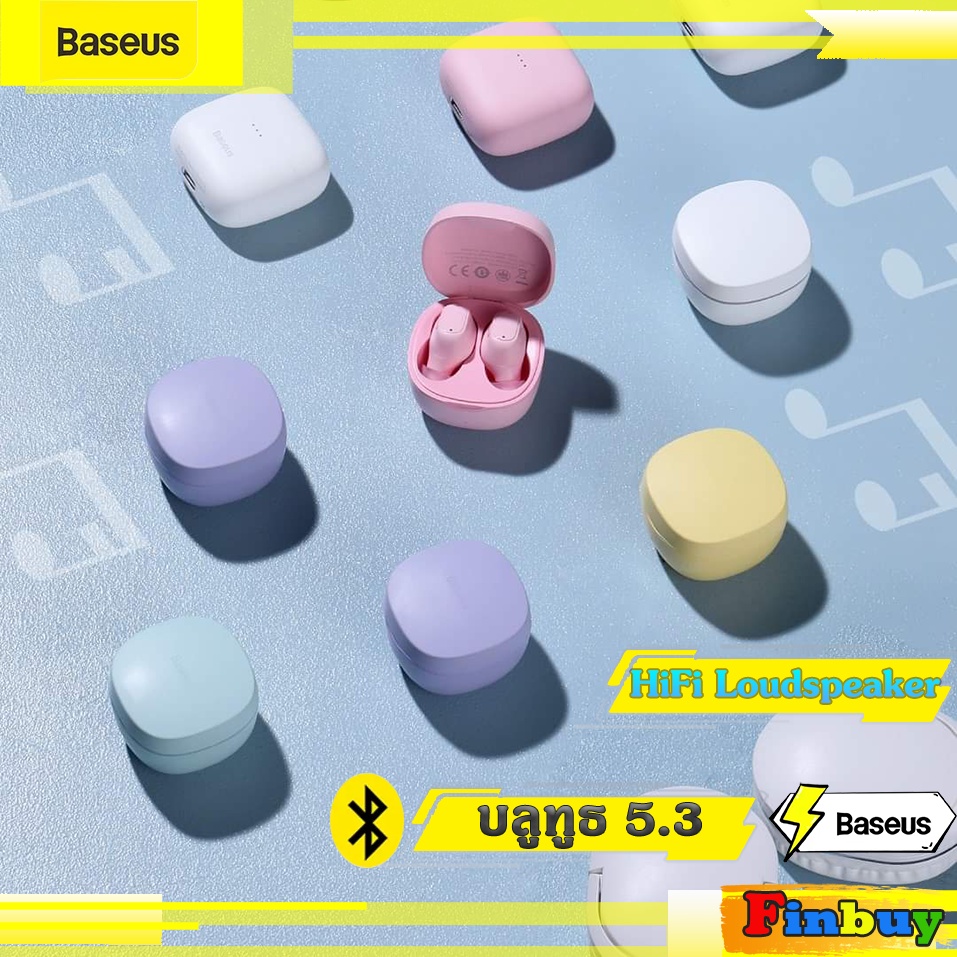 Baseus WM01/WM02 หูฟังบลูทูธ หูฟังไร้สาย True Wireless 5.3 TWS เบสนุ่ม ...