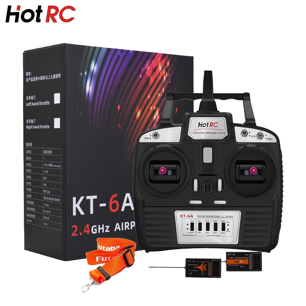 Hotrc KT-6A เครื่องส่งสัญญาณ FHSS 2.4G 6CH และตัวรับสัญญาณไจโรสโคป 2.4G PWM สําหรับโดรน ...